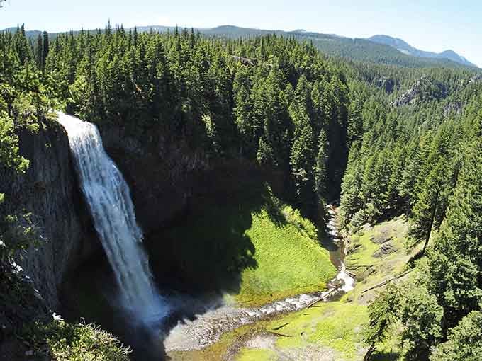 From above, Diamond Creek plunges into emerald meadows, proving the best views require a little altitude adjustment.