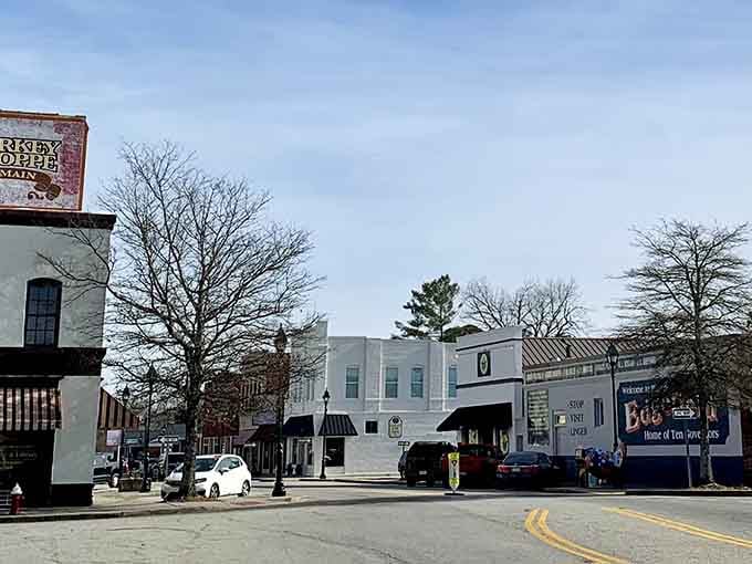 Main Street architecture that tells stories through every weathered brick and vintage storefront window you pass.