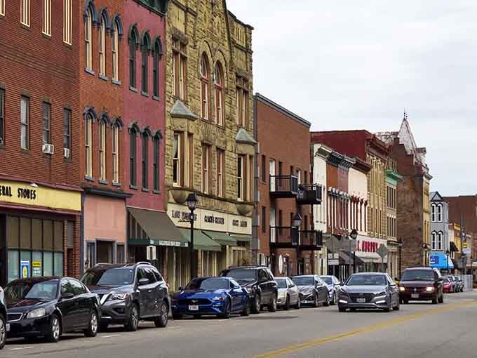 Colorful storefronts line the street where history meets everyday life in the most charming way possible.