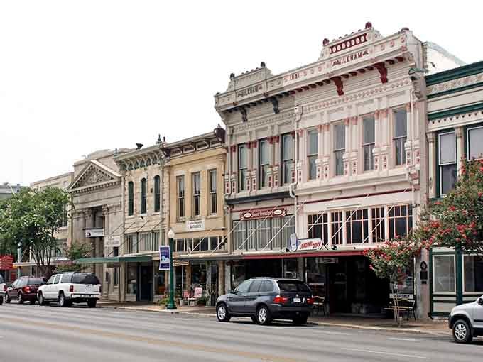 These historic storefronts stand proud with their ornate details, like grand old ladies dressed for Sunday service.