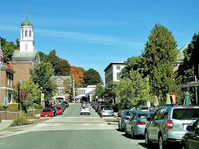 That white church steeple rising above the trees signals you've found a town where neighbors still know each other's names.