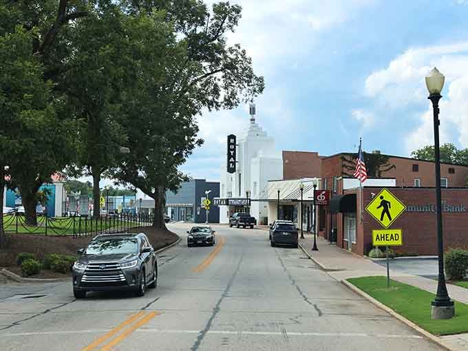 Tree-lined streets and classic architecture create a downtown that feels like stepping into a beloved old photograph.