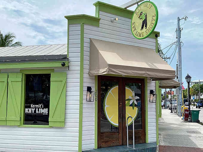 The green shutters and cheerful cottage vibe make this corner shop impossible to miss on your Key West stroll.