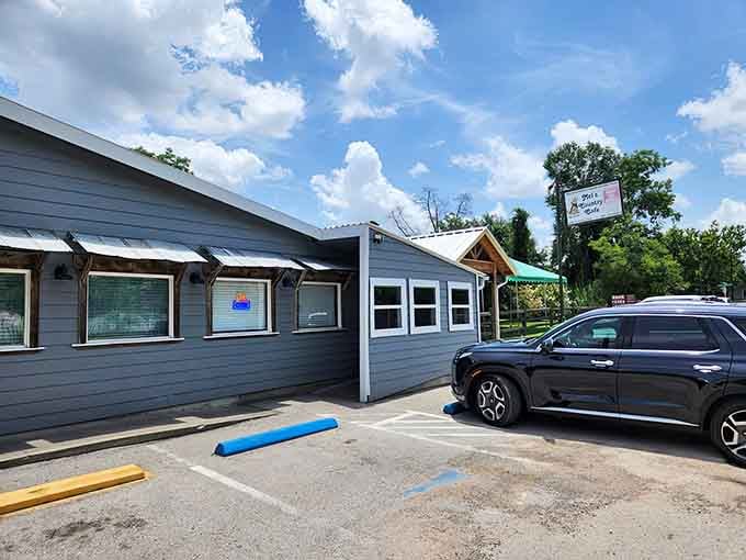 Blue skies and a cozy cafe with multiple windows mean sunshine pours in while you enjoy breakfast.