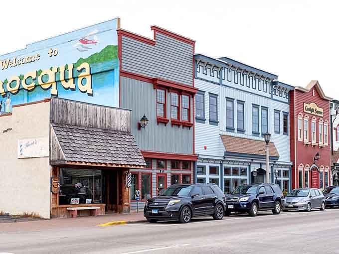 Those colorful storefronts look like a postcard from a simpler time when Main Street meant something special.