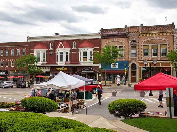 Market day brings neighbors together where fresh produce and friendly conversation flow as freely as the coffee.