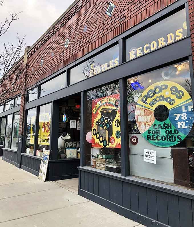The brick facade and welcoming storefront invite you to discover your next favorite album on a perfect afternoon.