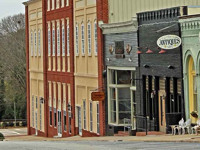 These colorful facades lined up like old friends remind you why antique shops are treasure chests.