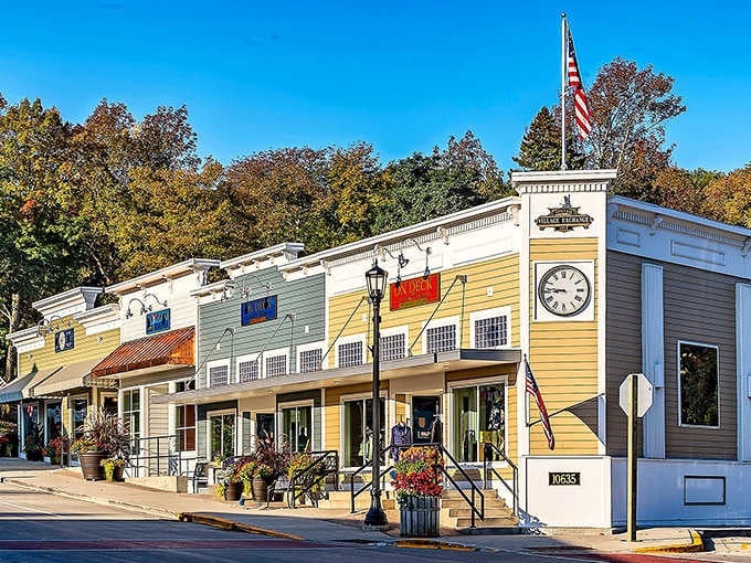 Those colorful storefronts aren't trying too hard; they're just being themselves, like a Mayberry with better cheese curds.