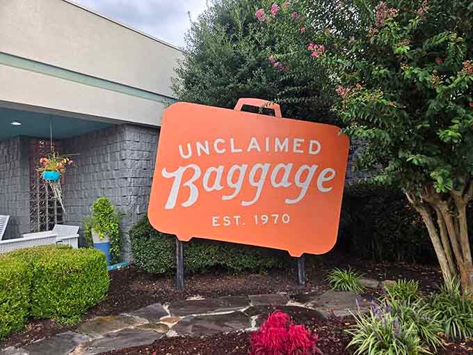 The giant suitcase sign welcomes you to the most unusual treasure hunt you'll ever experience.