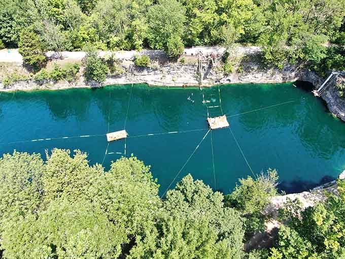That emerald water surrounded by ancient stone walls proves Mother Nature has excellent taste in swimming pools.