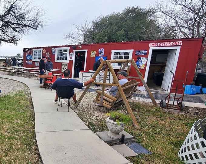 Rustic meets welcoming in this country setting where even the outdoor seating feels like a warm embrace.