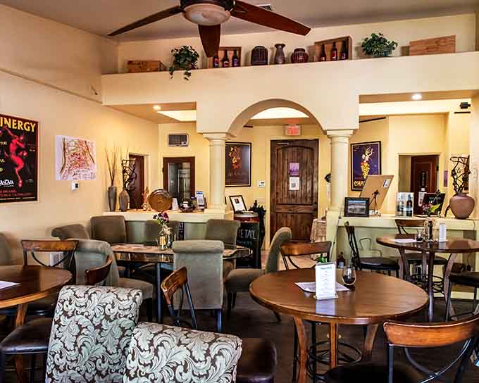 The tasting room's warm ambiance makes you feel like you've stumbled into a friend's stylish living room, wine included.