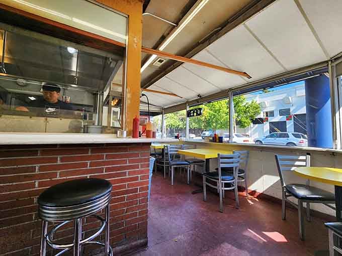 Classic counter seating with chrome stools where countless burger dreams have come true since day one.
