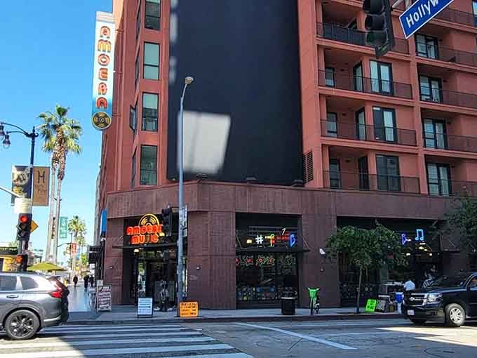 That iconic sign beckons from Hollywood Boulevard, promising hours of musical discovery just beyond those doors.