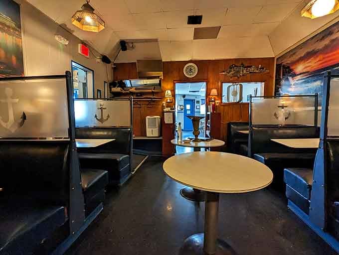 Classic booths, nautical touches, and that cozy counter seating make every visit feel like coming home to breakfast.