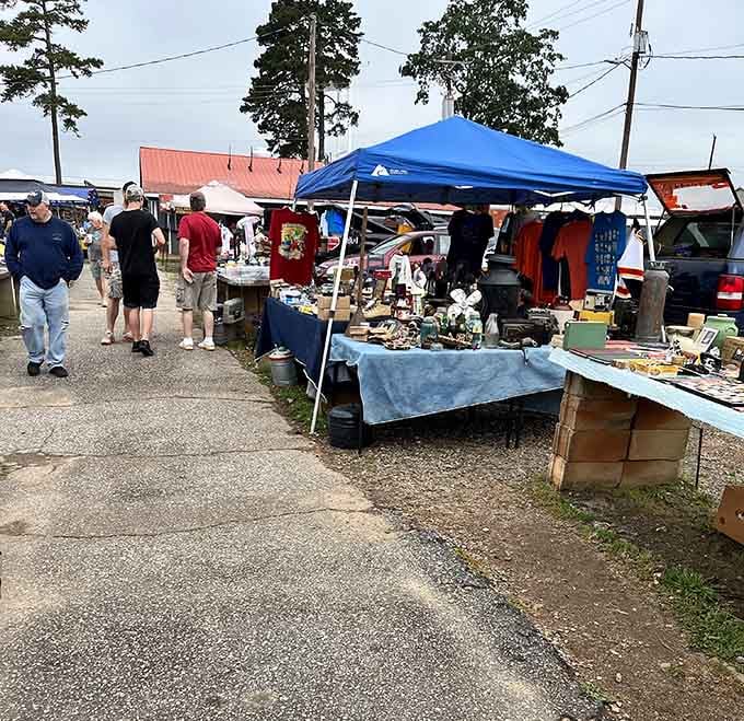 Blue tents and browsing crowds signal the weekend ritual where South Carolinians hunt for deals like it's an Olympic sport.