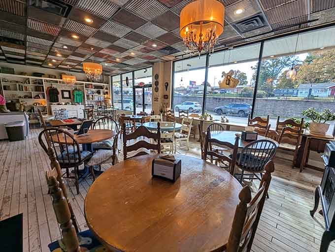 Mismatched chairs, warm lighting, and pie waiting somewhere nearby&mdash;this is what comfort looks like in physical form.