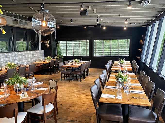 Those disco balls hanging above wooden tables create the perfect blend of Saturday Night Fever meets northwoods supper club.
