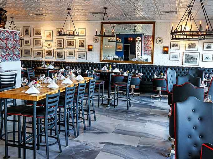 Step inside to discover tufted booths, warm lighting, and an atmosphere that whispers "special occasion" without shouting "expensive."