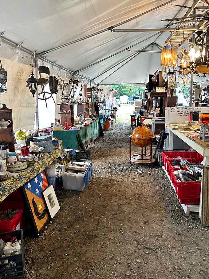 Under these white tents lies everything from chandeliers to curiosities, organized chaos at its finest.