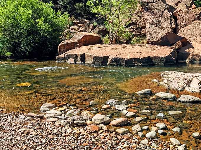 Nature's infinity pool comes complete with smooth stepping stones and water so transparent you can count the pebbles below.