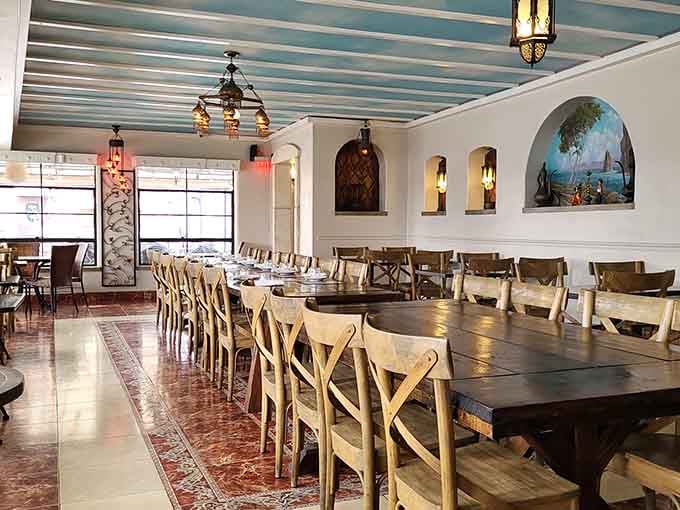 Step inside to discover Mediterranean elegance with mosaic-style flooring, ornate lighting, and an ambiance that whispers "vacation mode activated."