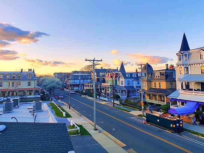 Golden hour transforms Victorian turrets and towers into a postcard that makes you forget you're still in Jersey.