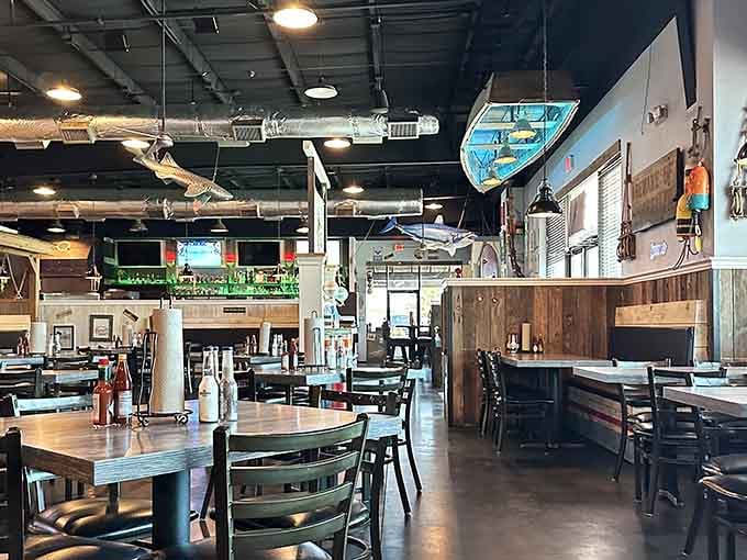 Weathered wood, nautical treasures overhead, and enough maritime charm to make landlubbers forget they're miles from saltwater.