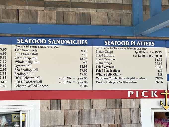 When the menu board lists both hot and cold lobster rolls, you know they understand the eternal New England debate.