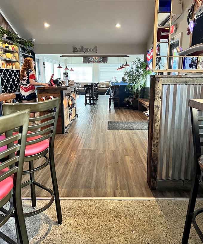 Step inside and you'll find a cozy, welcoming space where rustic meets comfortable dining perfection.