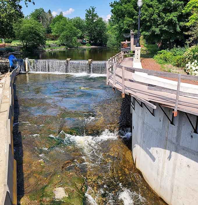 Watch the water dance over ancient shale like it's been rehearsing this performance for thousands of years.