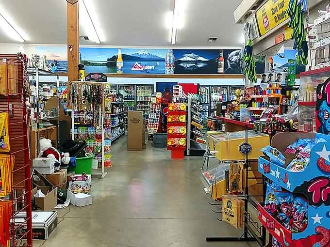 Every aisle bursts with surprises, from fishing tackle to candy bars, like a treasure hunt for grown-ups.