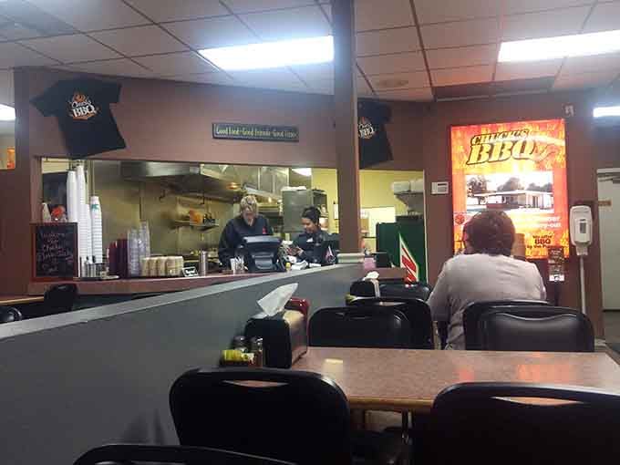 Simple tables, honest lighting, and a counter where magic happens&mdash;no frills, just thrills.