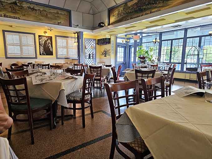 The dining room strikes that perfect balance between elegant and comfortable, like Sunday dinner with fancy relatives.