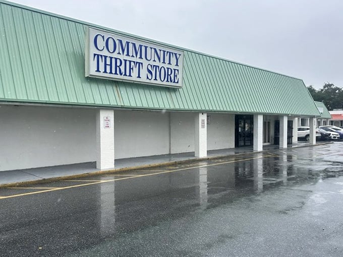 Even Florida rain can't dampen the thrill of discovering what secondhand wonders wait inside those doors.