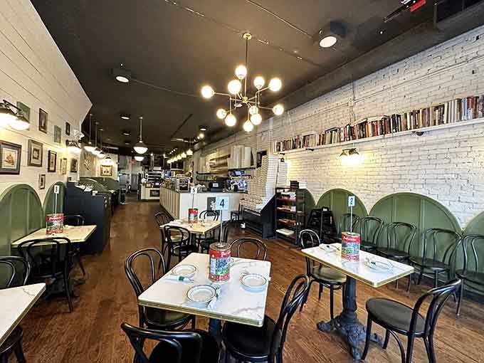 Step inside and feel the decades melt away in this beautifully designed space that honors pizza's golden era.