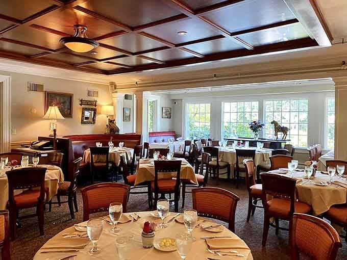 Step inside and you'll find elegant dining rooms where white tablecloths meet warm hospitality in perfect harmony.