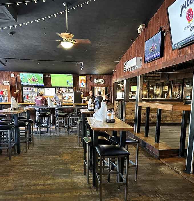 Wood accents, TVs for the game, and booth seating that says "stay awhile" &ndash; this is where West Peoria comes to unwind.