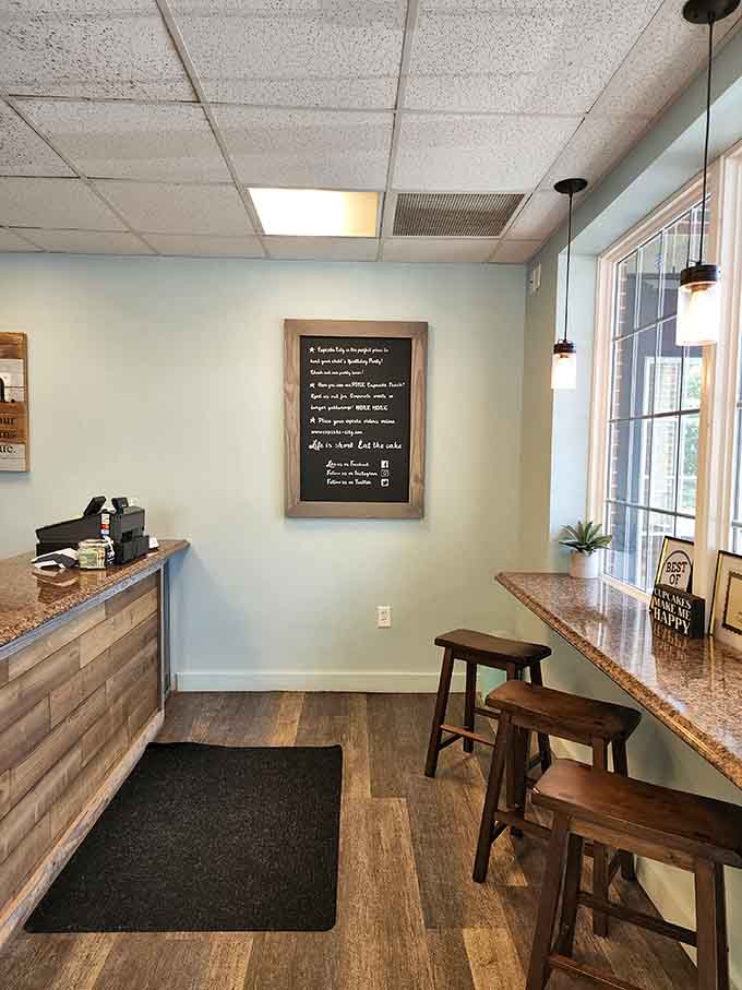 Clean, bright, and welcoming, this is where cupcake dreams become delicious reality every single day.
