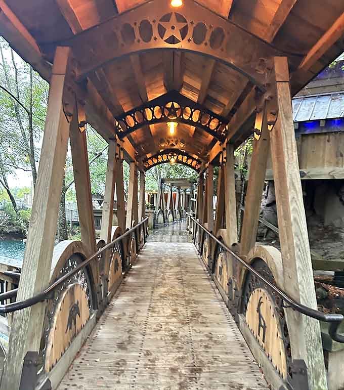 This covered bridge looks like it leads straight into a different century, and honestly, that's the whole point.
