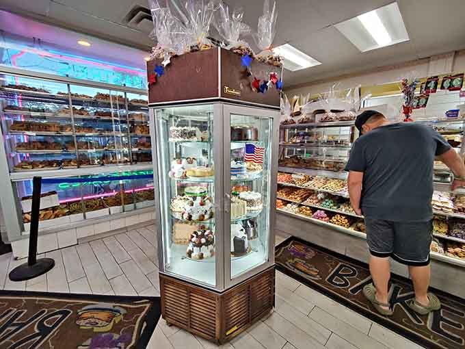 Inside, glass cases gleam like jewelry stores, except the treasures here are edible and infinitely more satisfying.