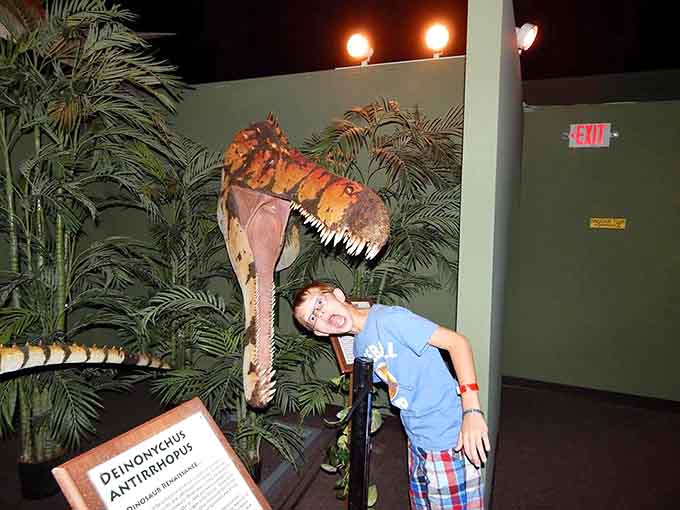 Nothing says family bonding quite like pretending a Deinonychus is about to make you its afternoon snack.