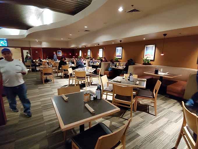 Clean lines and comfortable spacing prove buffets can be civilized affairs without the usual elbow-to-elbow combat.