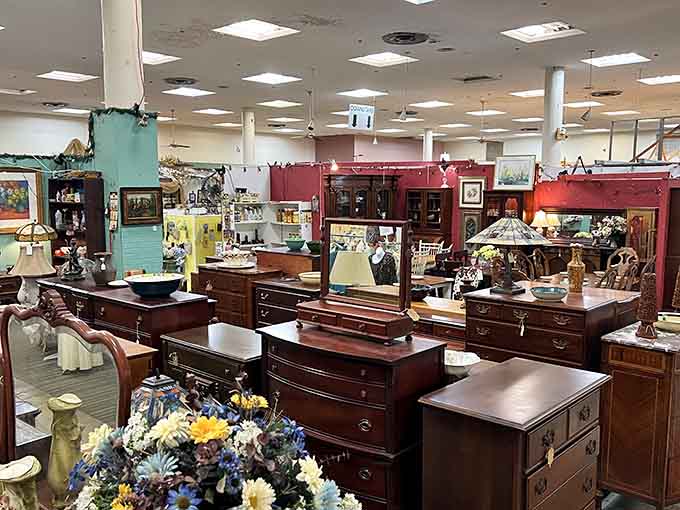 Furniture so solid your great-grandkids will fight over it, arranged like a museum of when craftsmanship actually mattered.