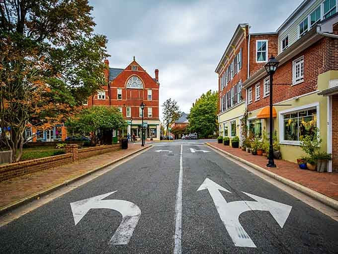 Those directional arrows on the pavement aren't just helpful, they're practically an invitation to explore every charming corner.