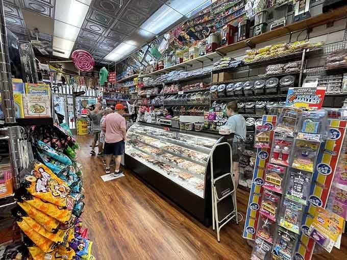 Floor-to-ceiling candy creates a visual symphony that would make even minimalists reconsider their life choices.