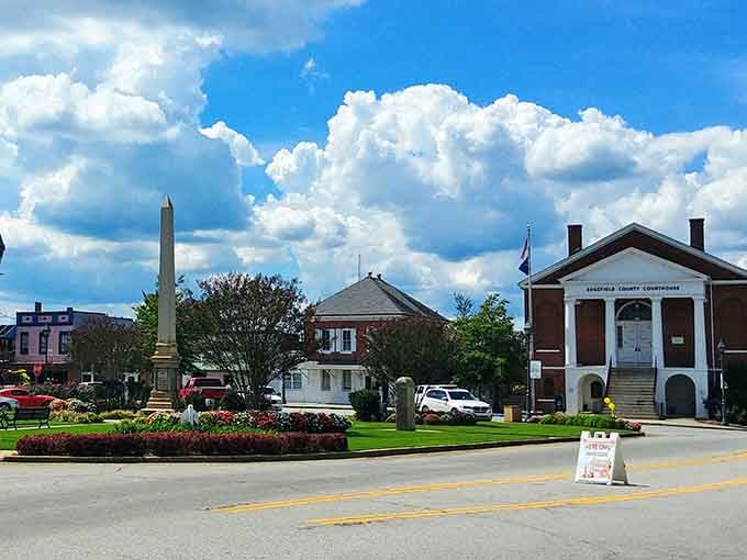 The courthouse anchors this picture-perfect square where history isn't just preserved&mdash;it's still happening every single day.