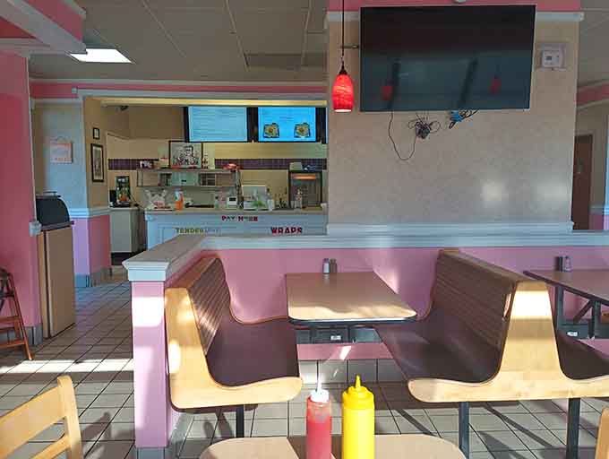 Step inside and you're greeted by pink booths and that unmistakable diner charm that says "comfort food headquarters."
