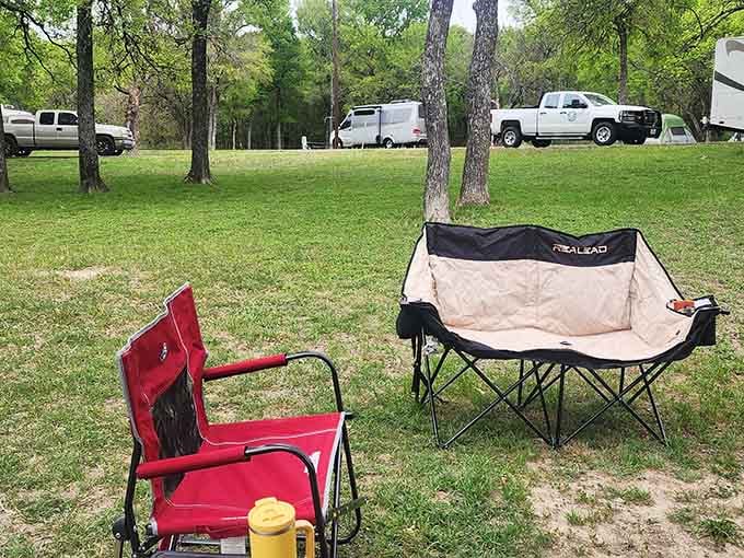 Your camping setup looks better than most people's living rooms, and that's perfectly acceptable when nature's your neighbor.